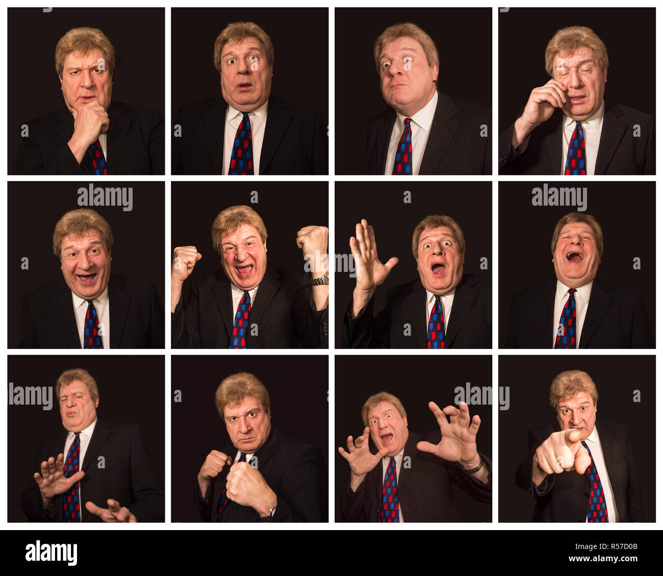 The collage from different male face expressions Stock Photo - Alamy