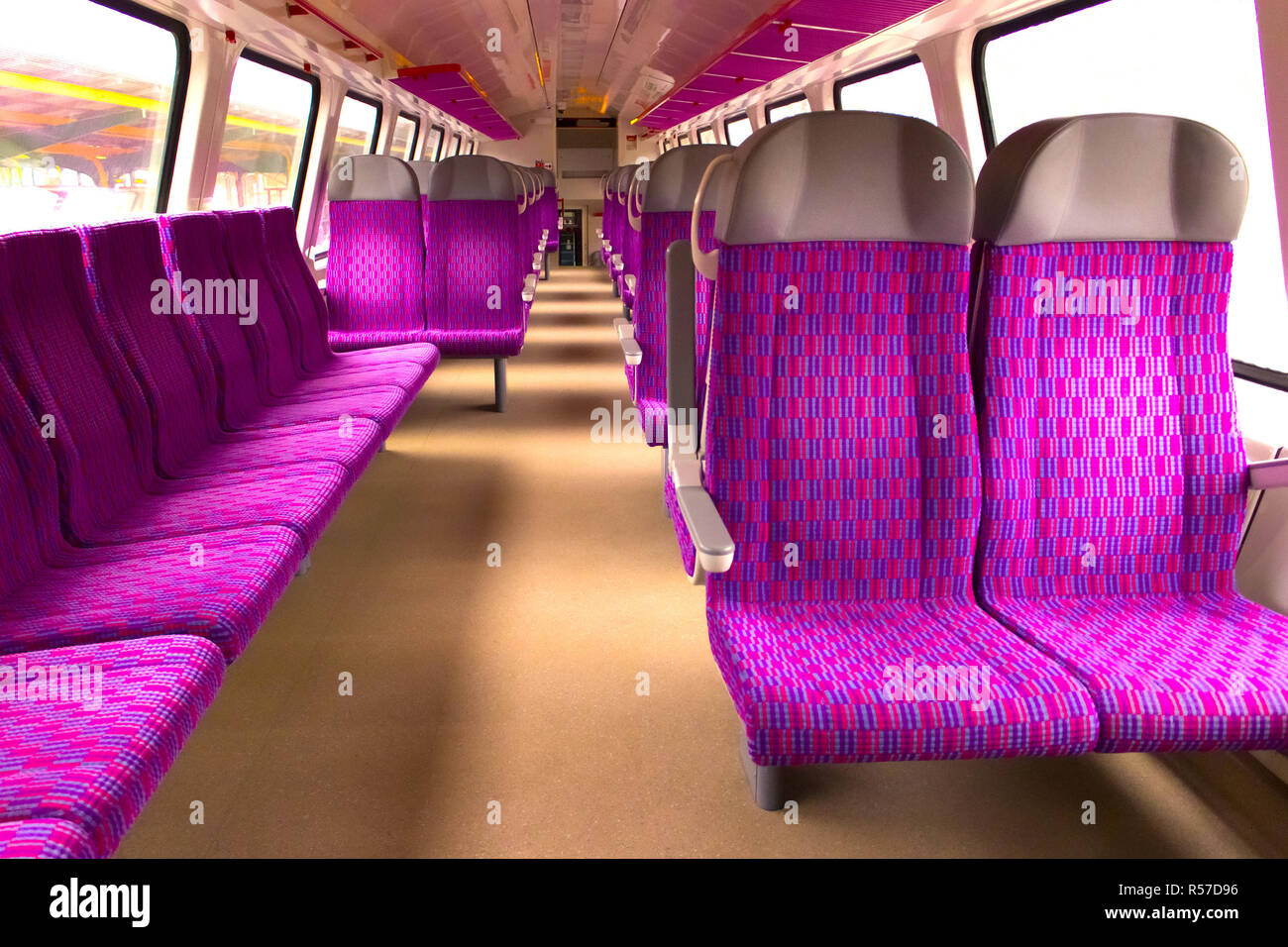 Emtpy interior of the train for long and short distance Stock Photo - Alamy