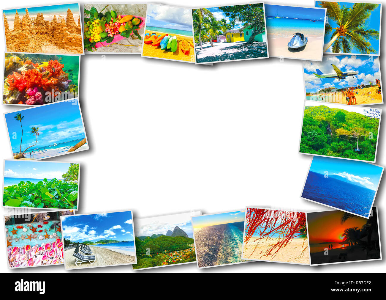 Collage from views of the Caribbean beaches Stock Photo - Alamy