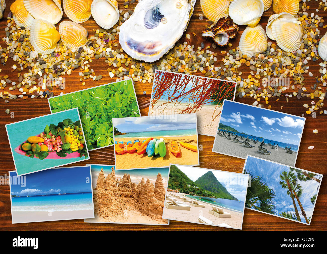 Collage from views of the Caribbean beaches Stock Photo - Alamy