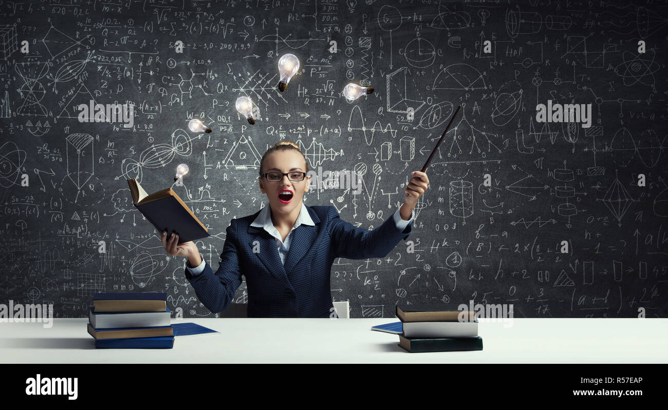 Aggressive teacher shouting. Mixed media Stock Photo - Alamy