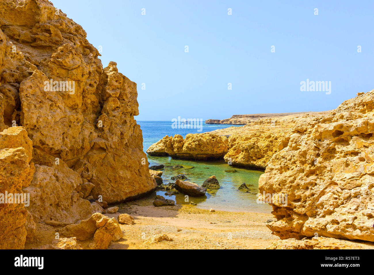 Bay with blue water in Ras Muhammad National Park in Egypt Stock Photo ...