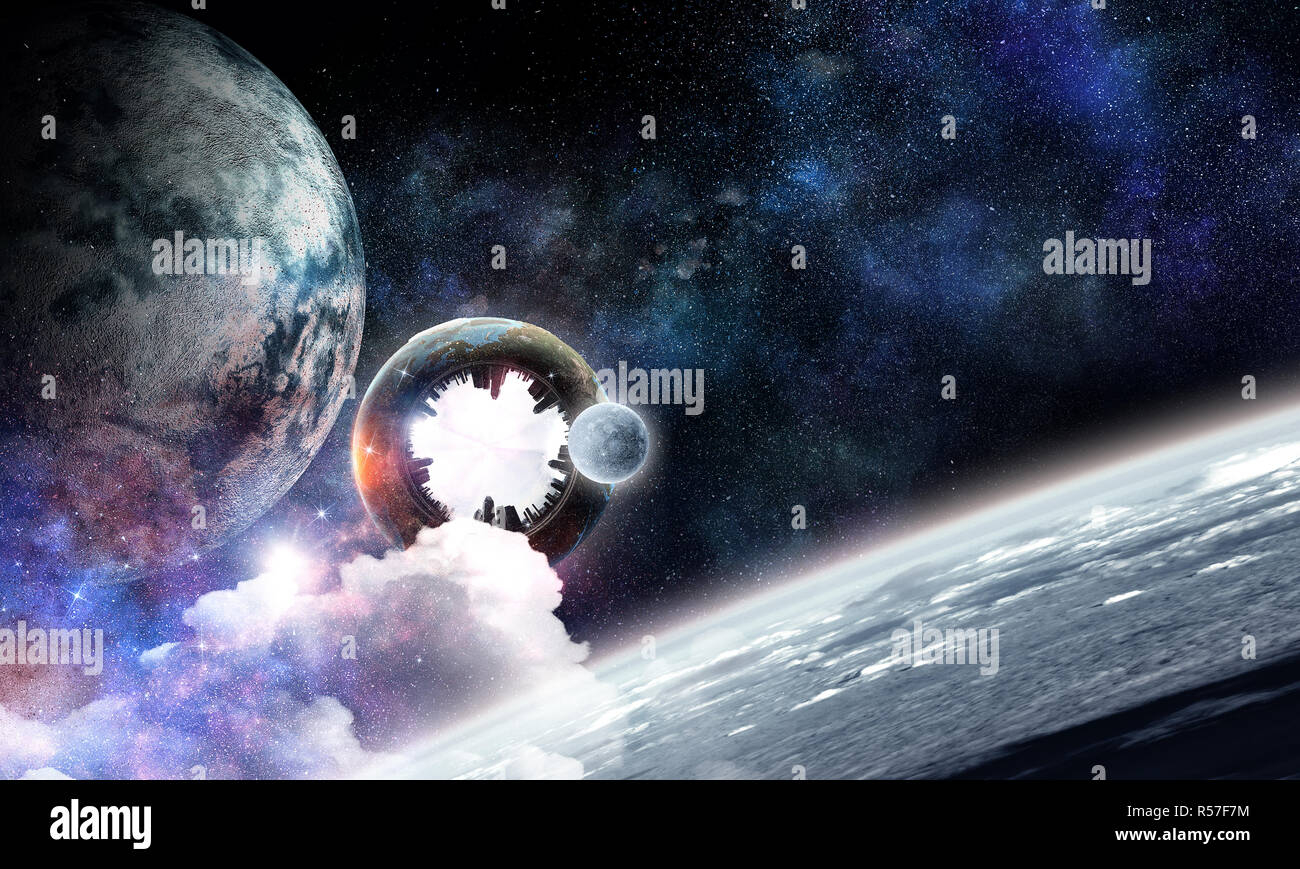 Space planets and nebula Stock Photo - Alamy