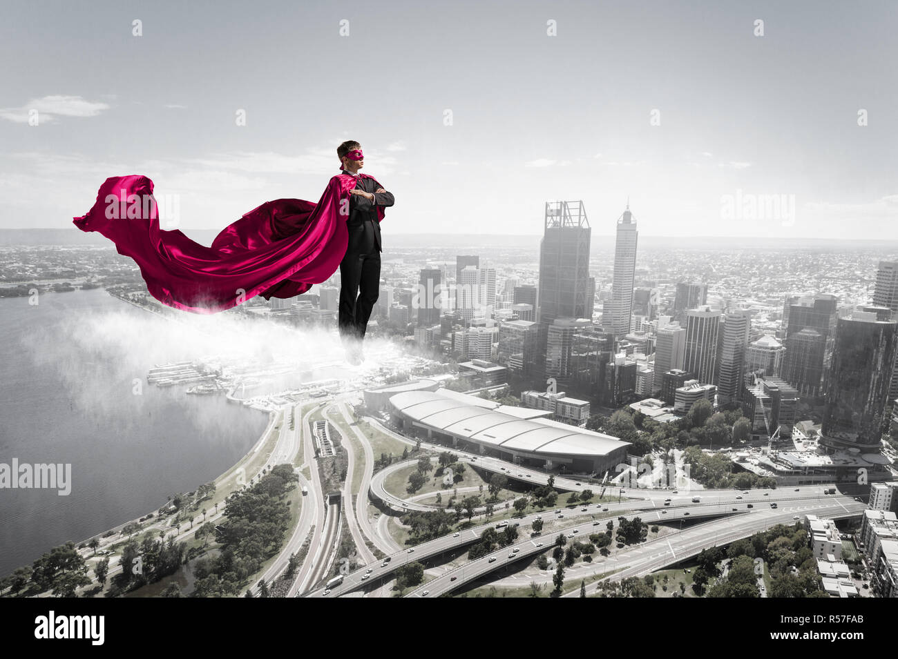 Super man in sky Stock Photo - Alamy