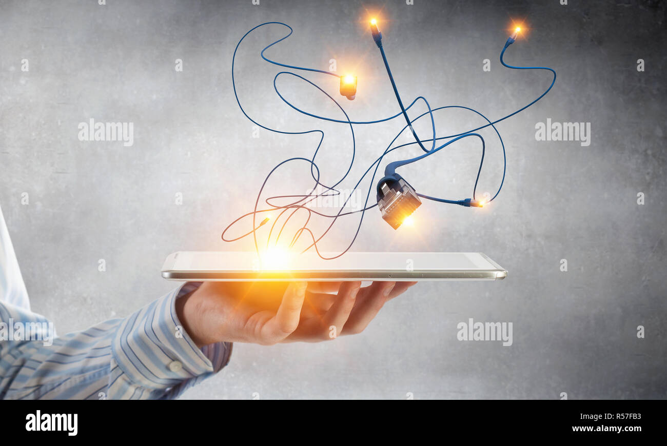 Wire Internet connection Stock Photo - Alamy