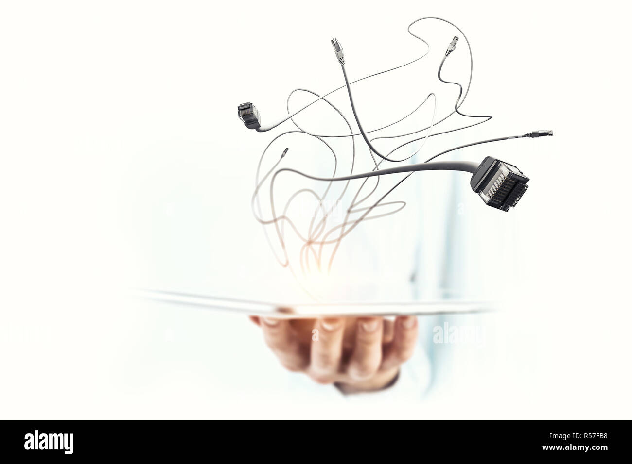 Wire Internet connection Stock Photo - Alamy