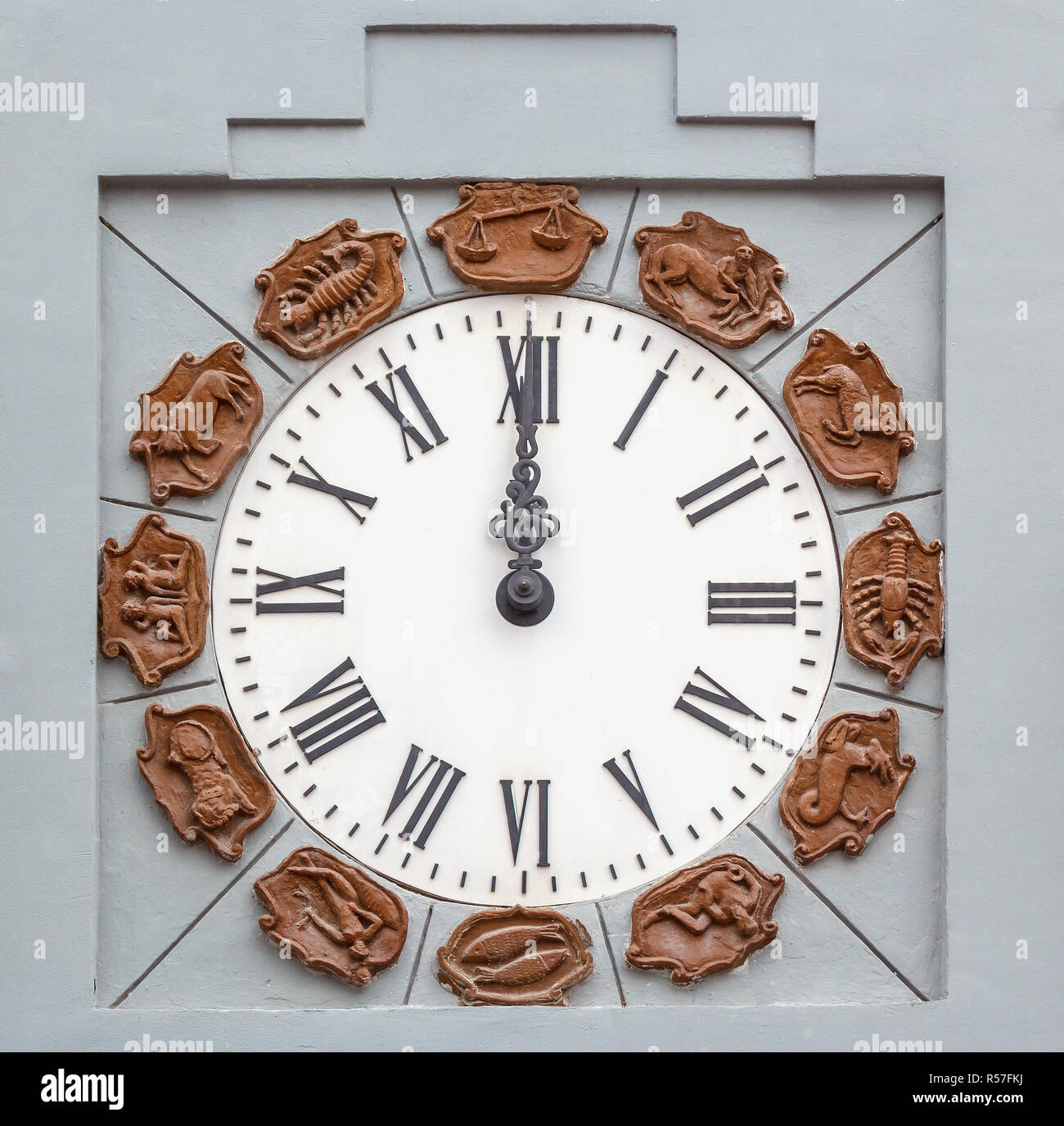 Twelve o'clock by clock face Stock Photo - Alamy