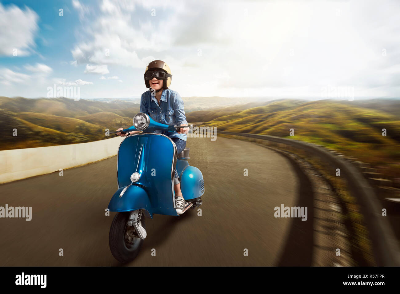 Young chinese woman riding motorcycle hi-res stock photography and ...