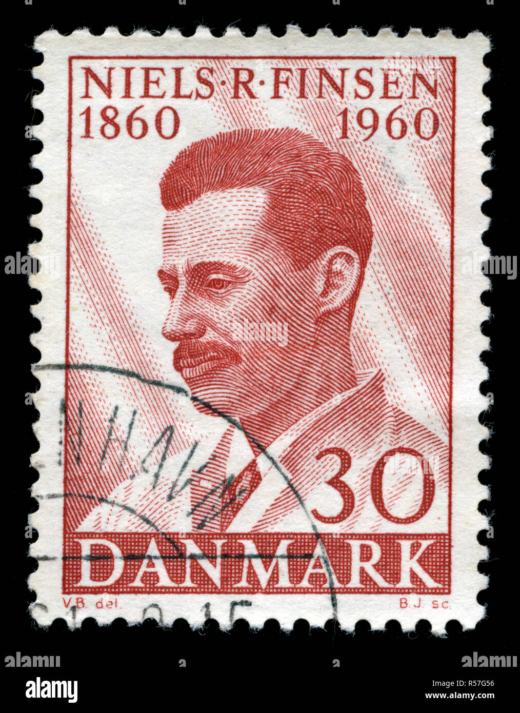 Postage stamp from Denmark in the Famous Danes series issued in 1960 ...