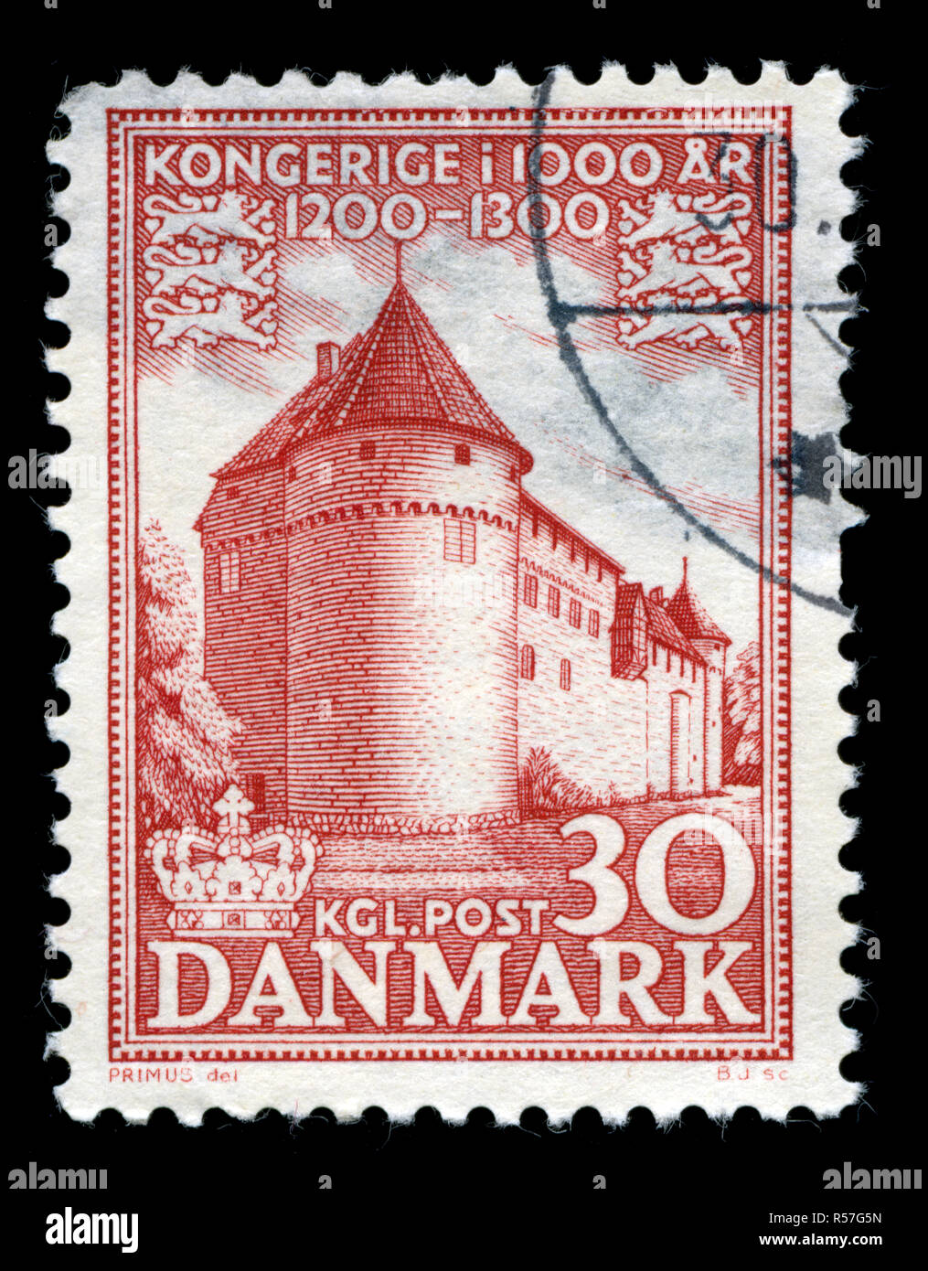 Postage stamp from Denmark in the Kingdom Denmark series issued in 1954 ...
