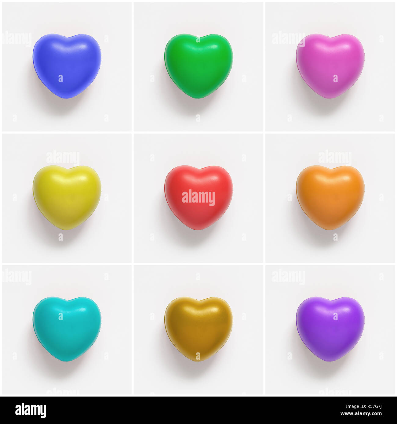 Collage of colorful heart shapes on white background Stock Photo - Alamy