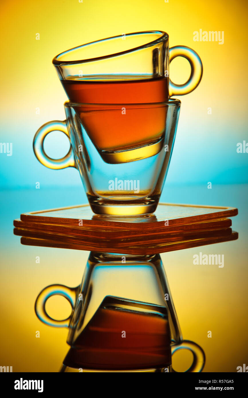 Transparent cups with reflection Stock Photo - Alamy