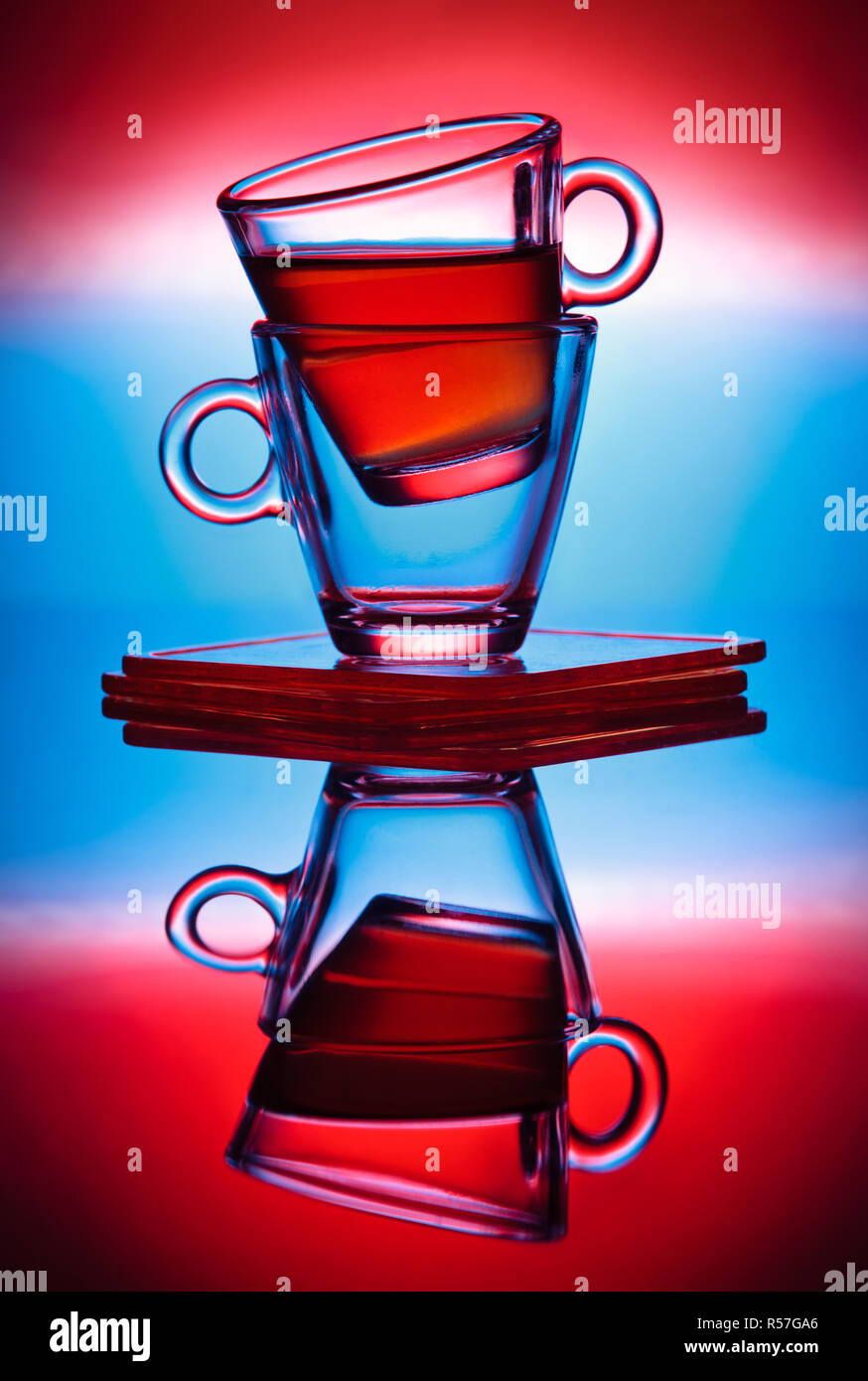 Transparent cups with reflection Stock Photo - Alamy