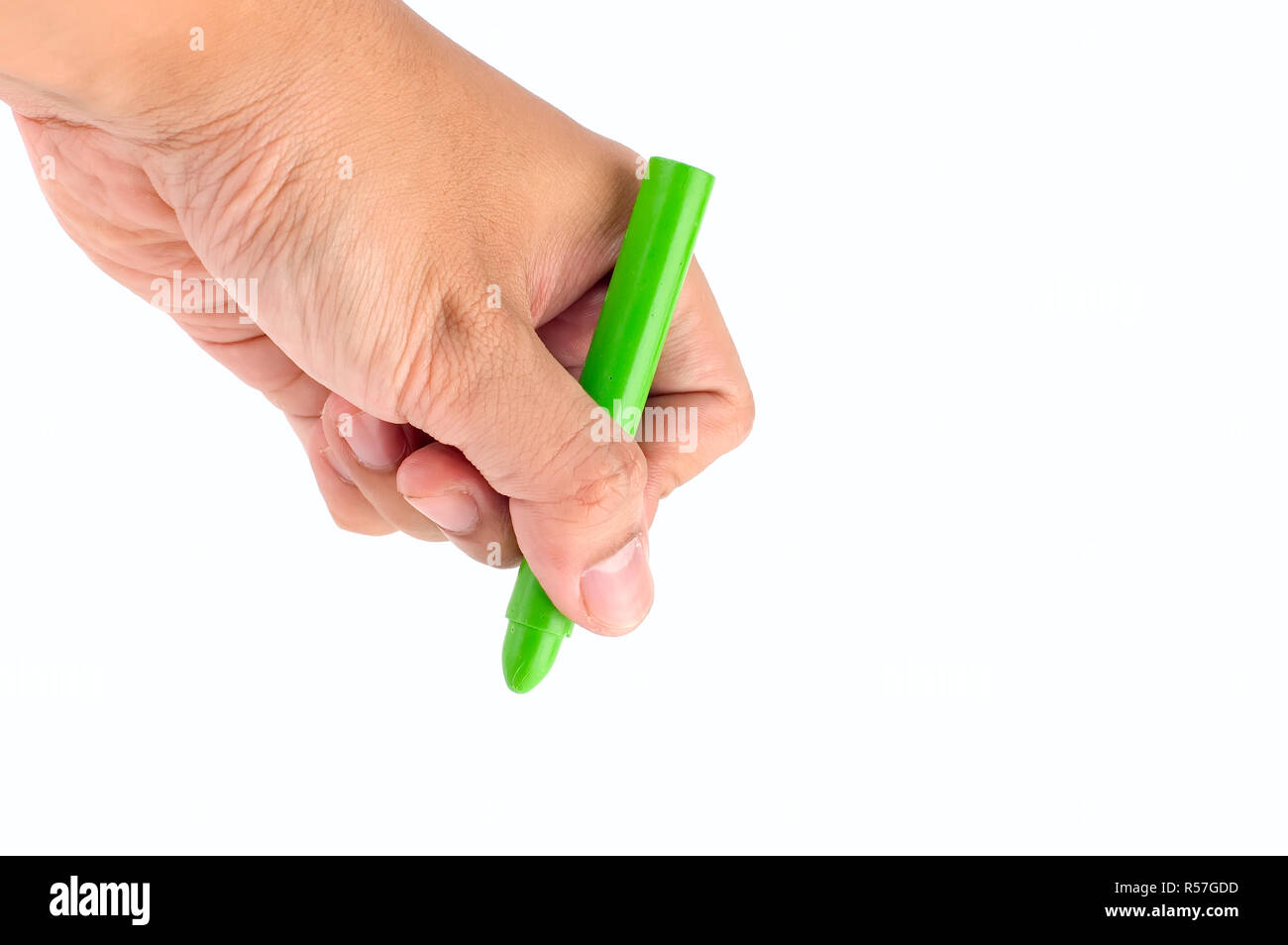 Hand Hold Green Crayon Stock Photo - Alamy