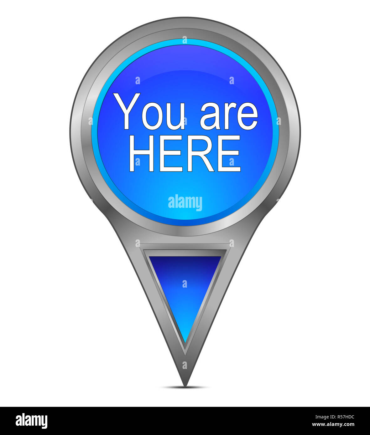 glossy blue You are Here Map Pointer â€“ 3D illustration Stock Photo ...