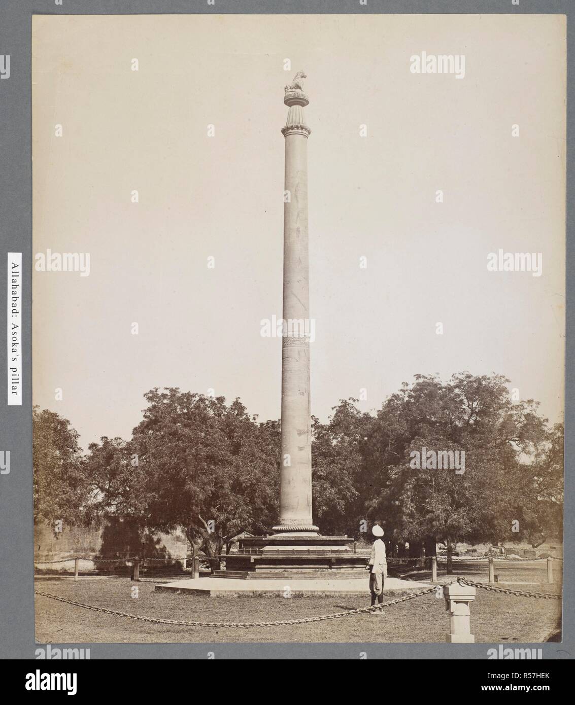 Asoka's Pillar, Monolith in Fort, Allahabad. A general view of the ...