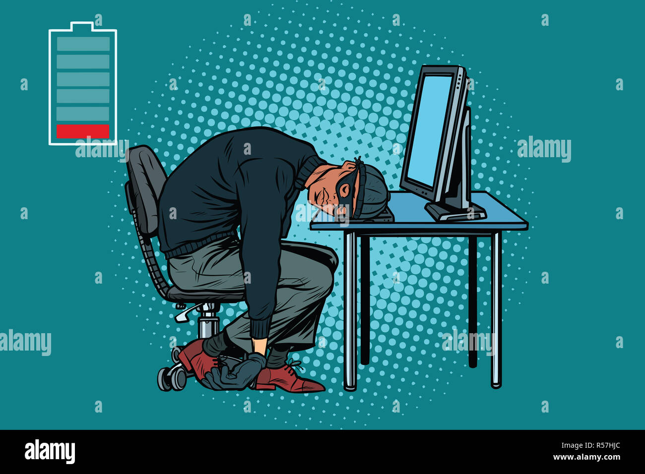 Sleeping African hacker at the computer Stock Photo - Alamy