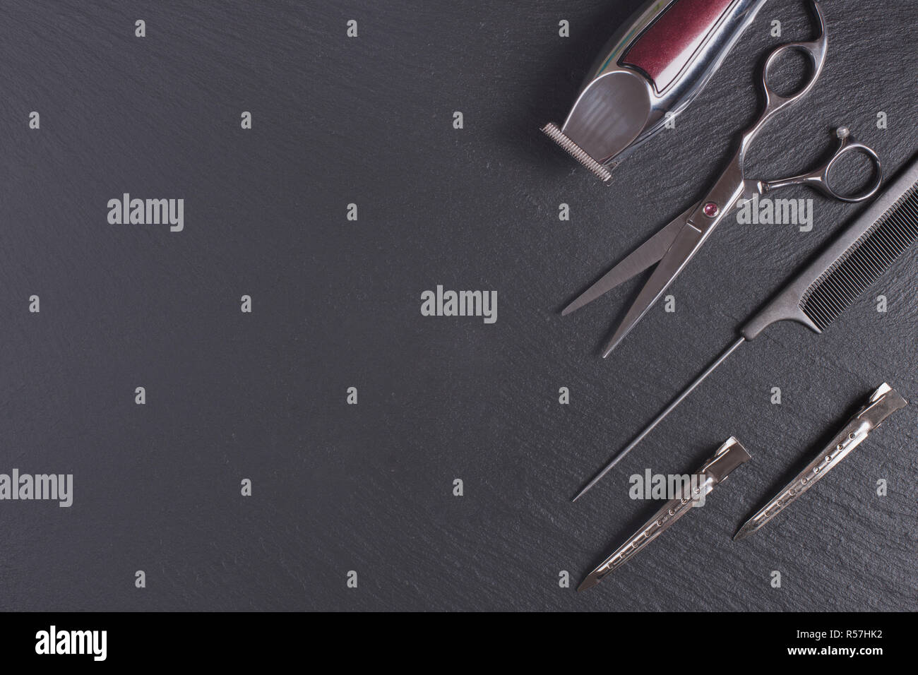 Stylish Professional tool, Hair Cutting on black background ...