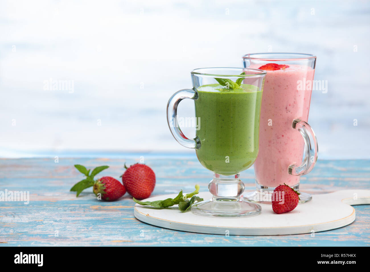 Different milkshakes on the table Stock Photo - Alamy