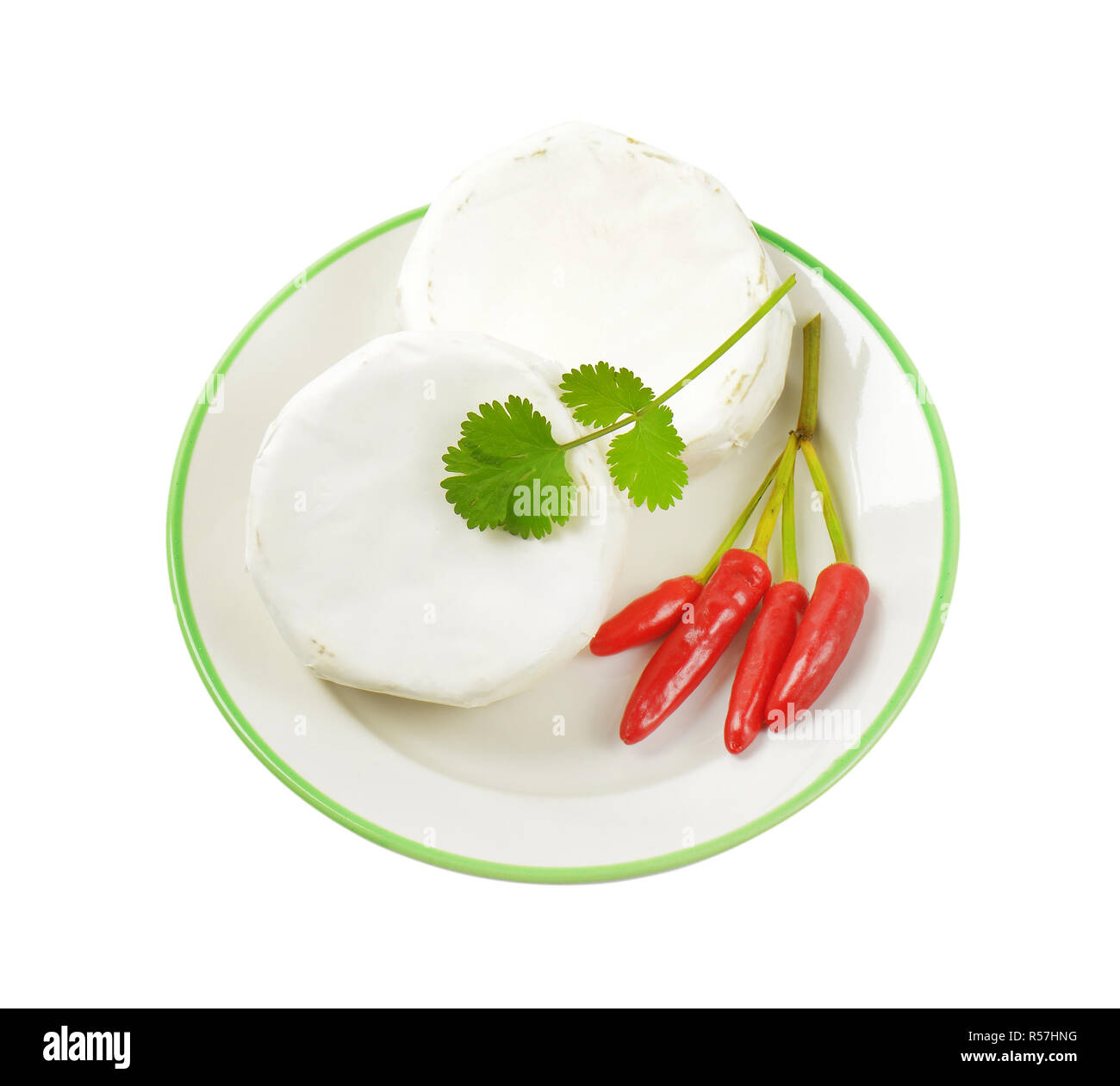 Wheels of soft white cheese Stock Photo - Alamy