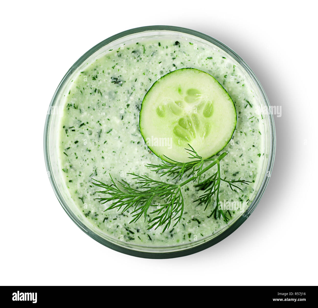 Cucumber smoothie top view Stock Photo - Alamy