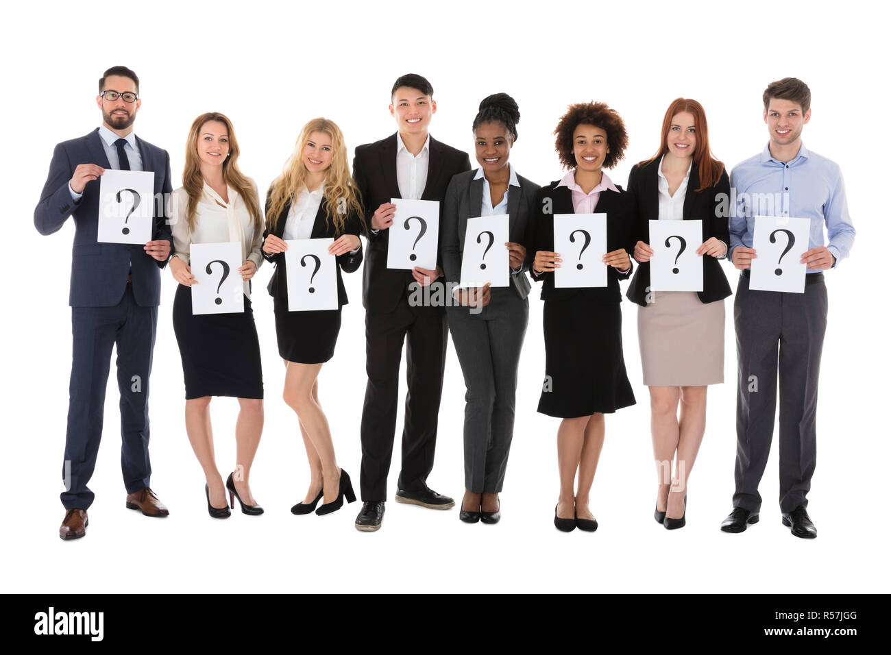 Portrait woman question mark Cut Out Stock Images & Pictures - Alamy