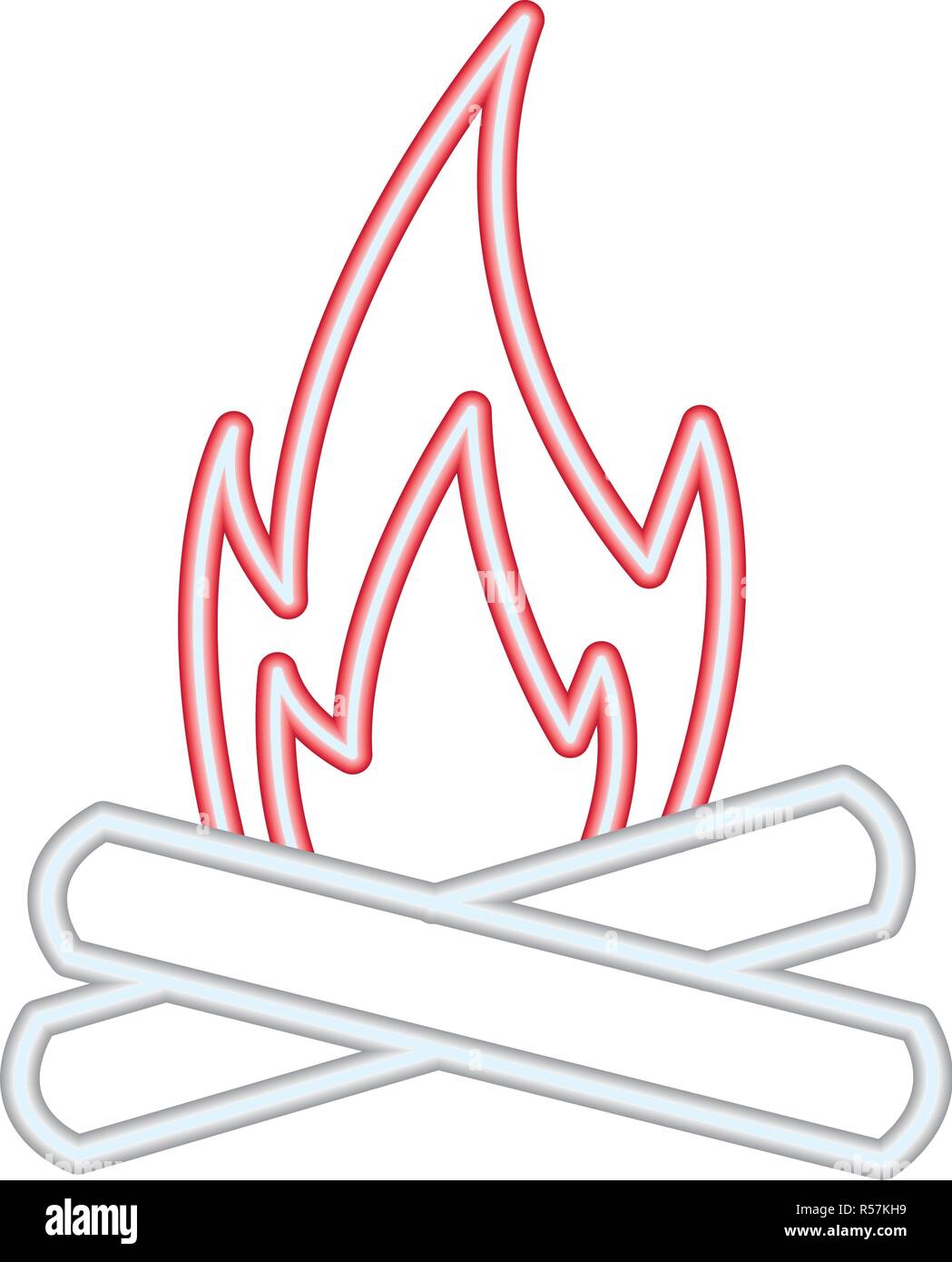 bonfire flame on white background vector illustration neon design Stock ...