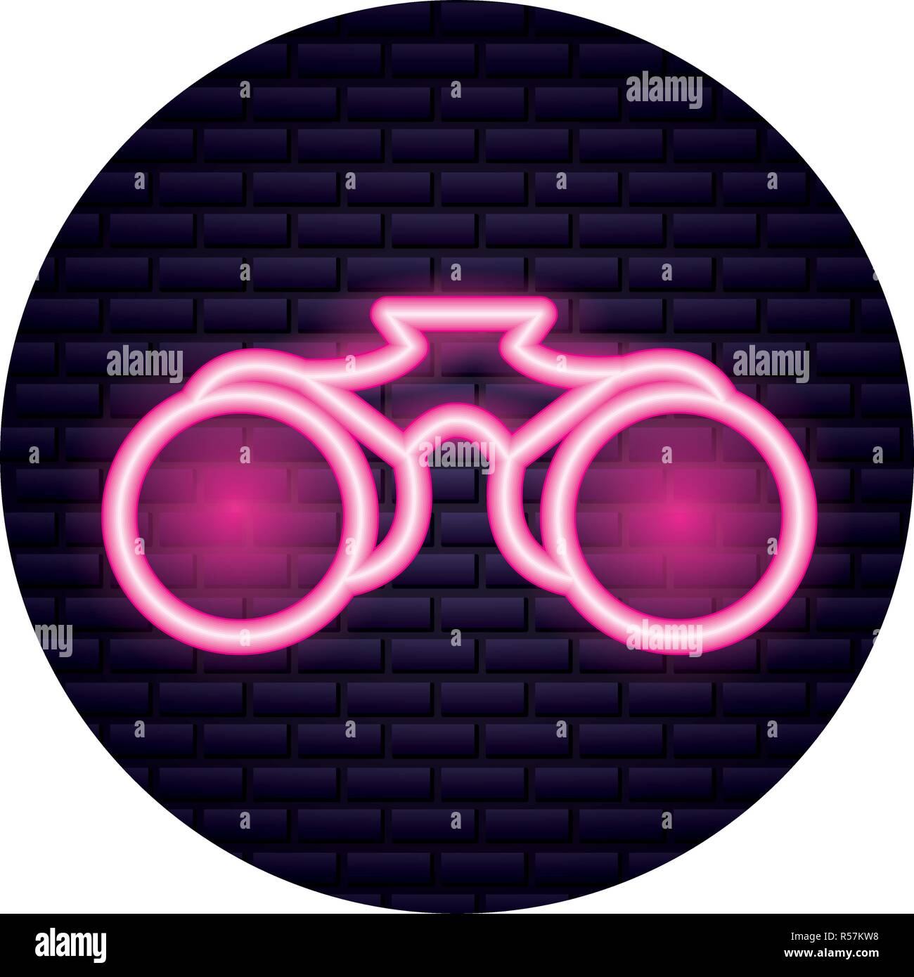 binoculars object neon brick wall vector illustration Stock Vector ...