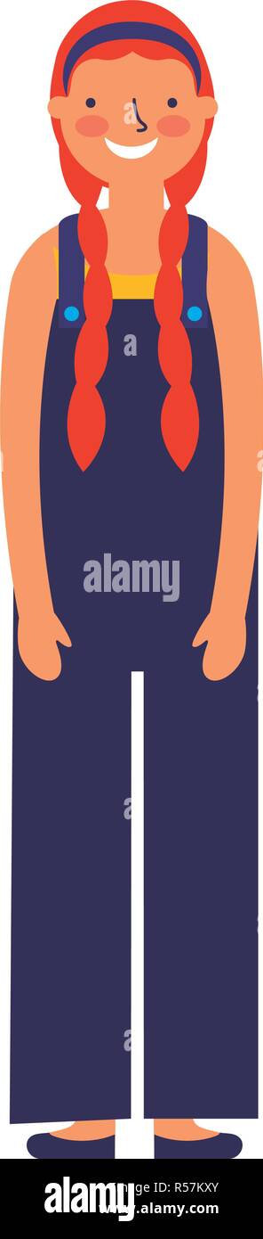 young girl standing on white background vector illustration Stock ...