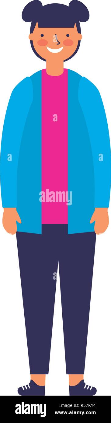 young girl standing on white background vector illustration Stock ...