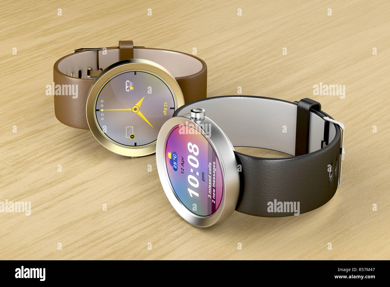 Silver and gold smart watches Stock Photo - Alamy