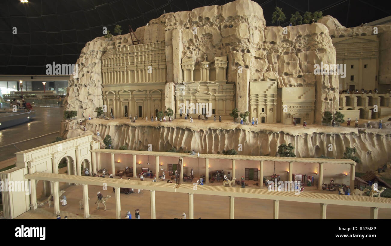 Exhibition of mock-ups Petra made of Lego pieces in Miniland Legoland ...