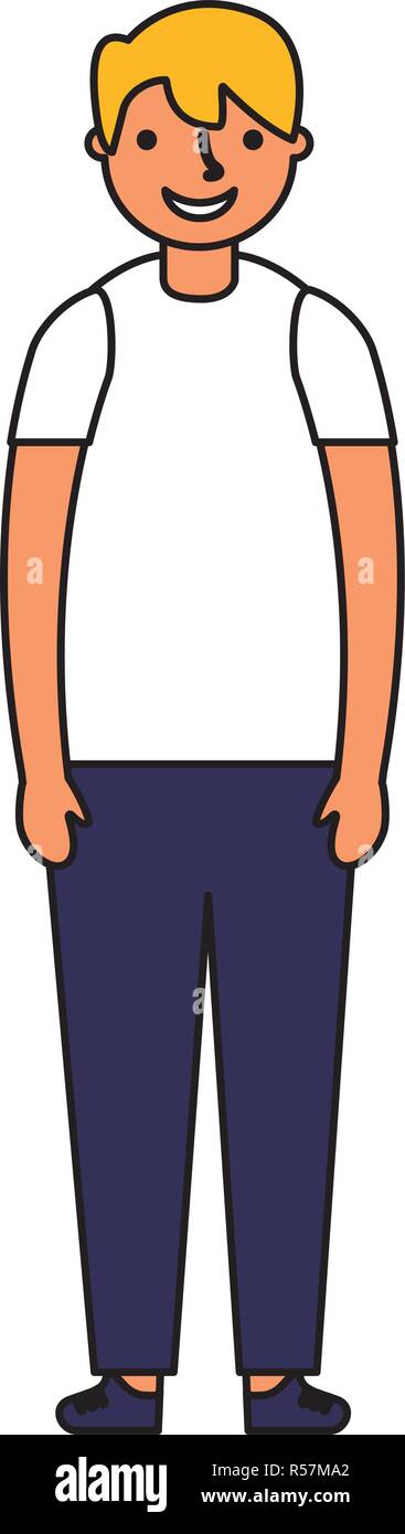 young boy standing on white background vector illustration Stock Vector ...