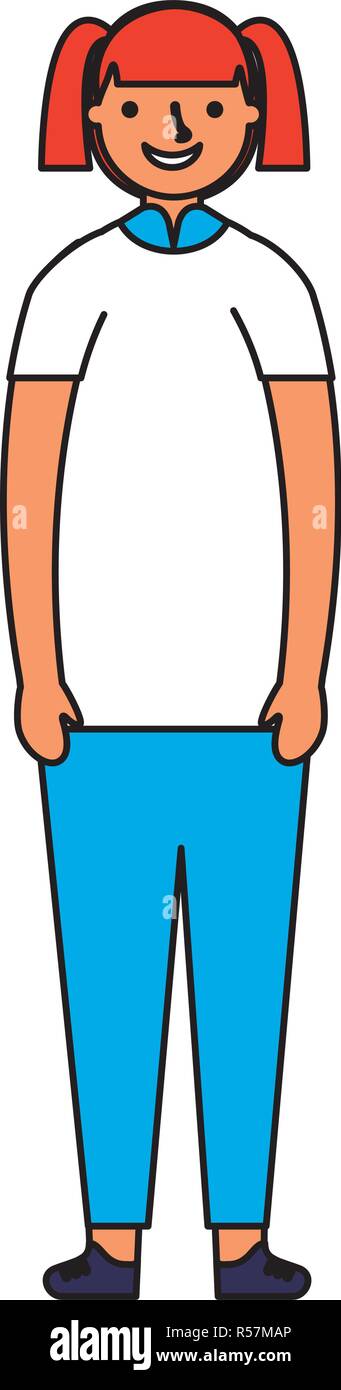 young girl standing on white background vector illustration Stock ...