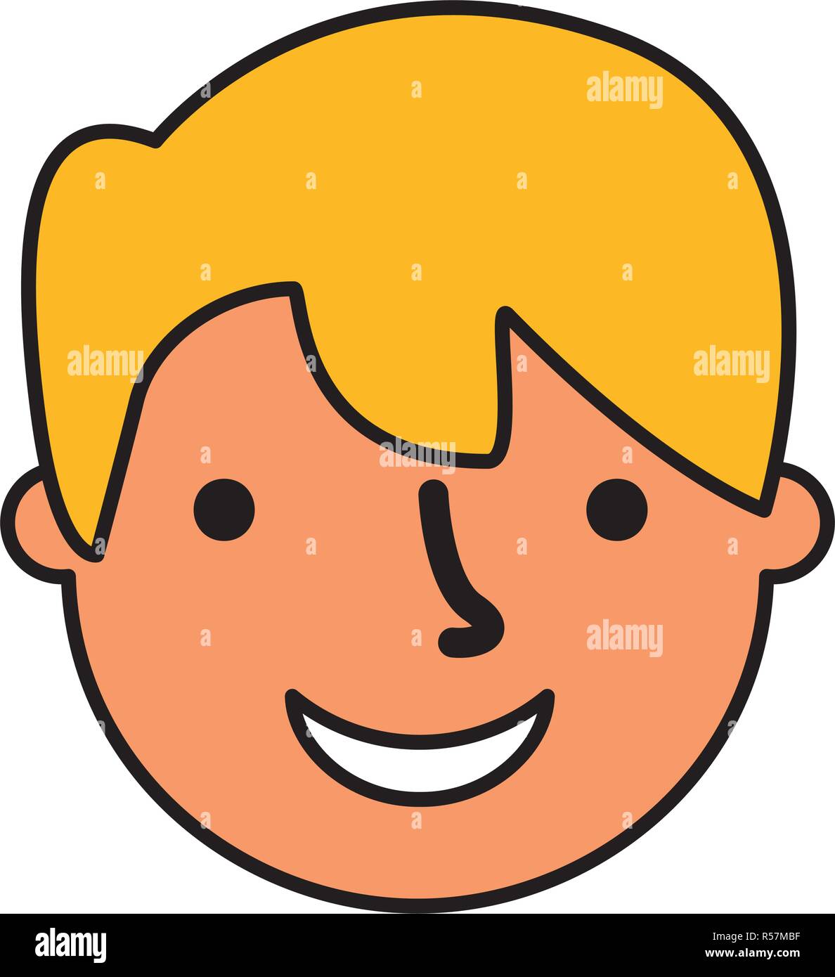 happy young boy face character vector illustration Stock Vector Image ...