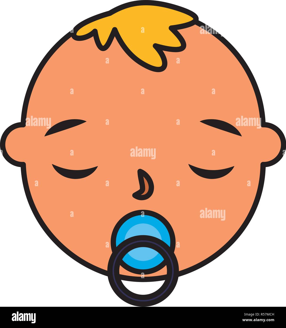 cute baby boy face with pacifier vector illustration Stock Vector Image ...