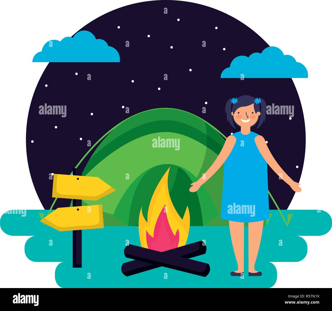Clipart De Fille En Camping