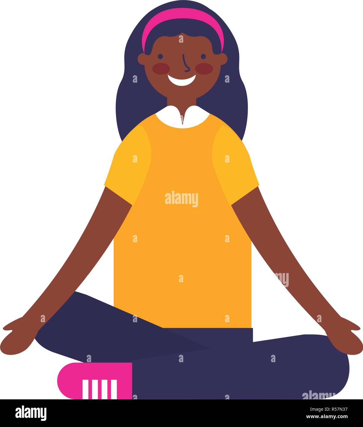 smiling girl sitting crossed legs vector illustration Stock Vector ...