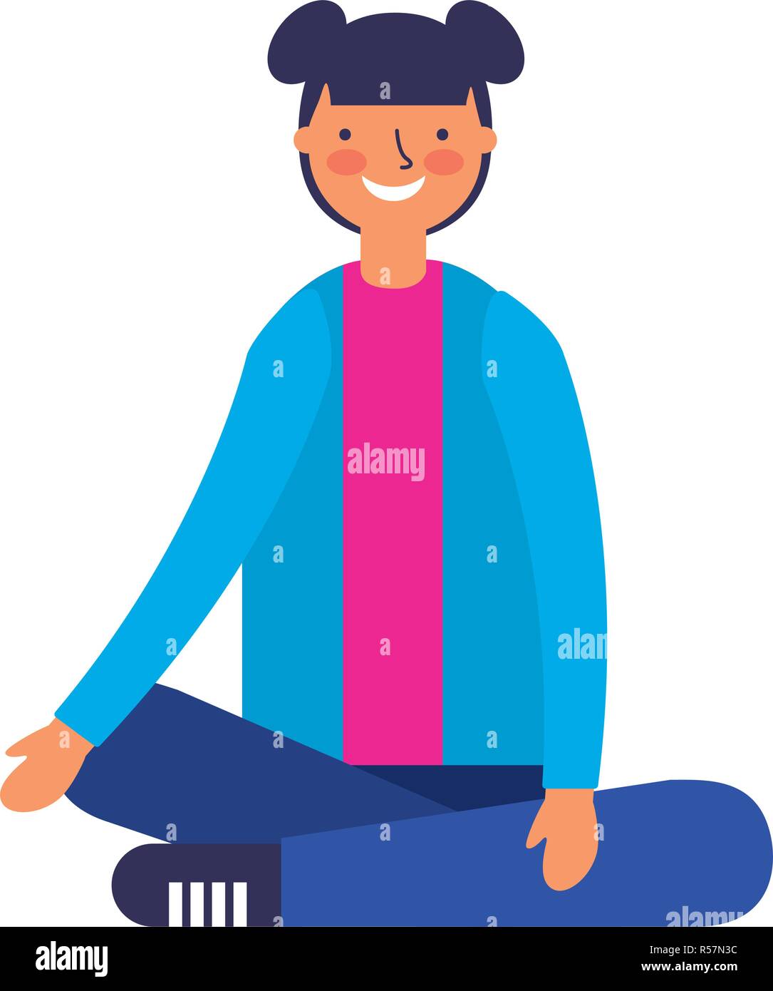 smiling girl sitting crossed legs vector illustration Stock Vector ...