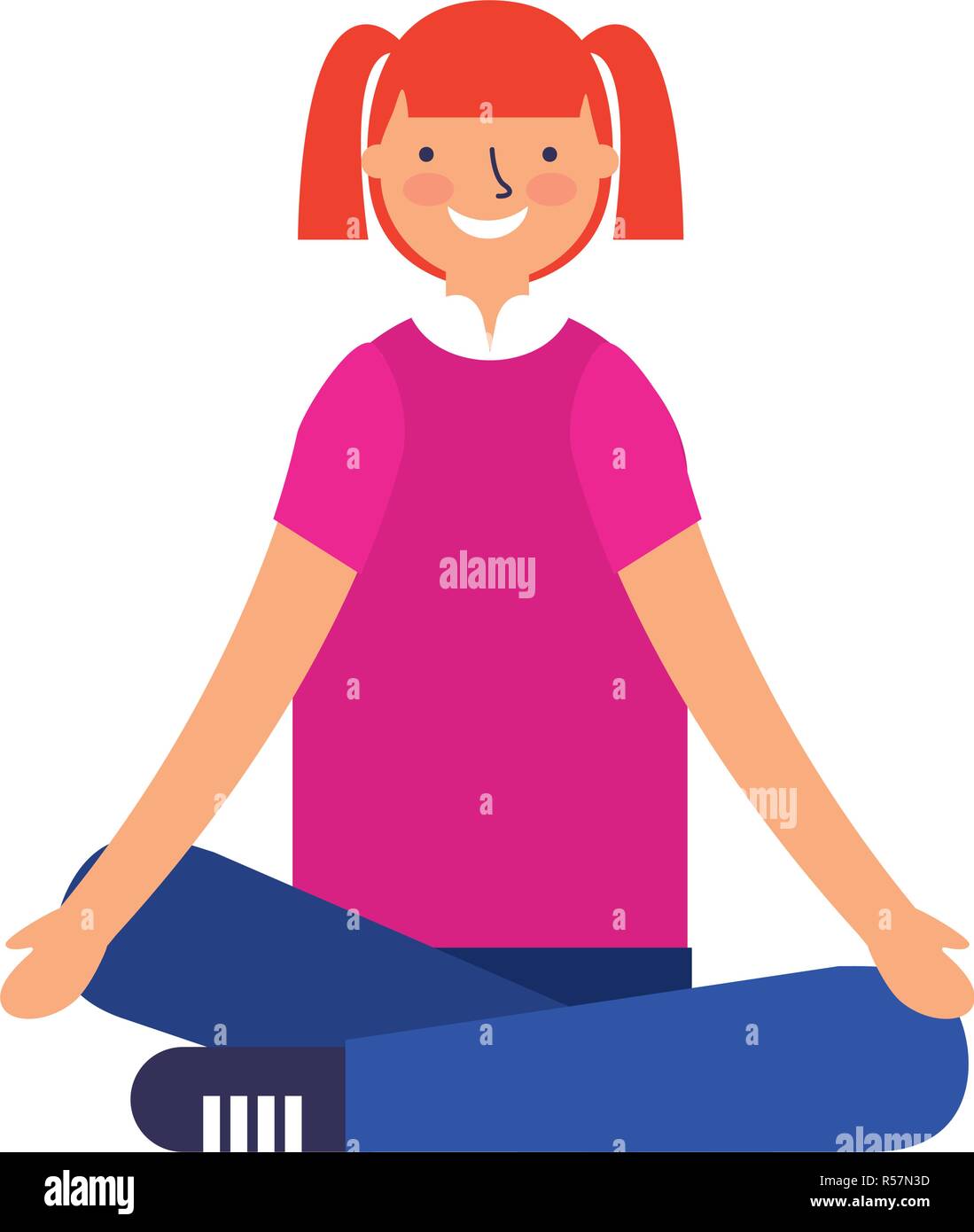 smiling girl sitting crossed legs vector illustration Stock Vector ...