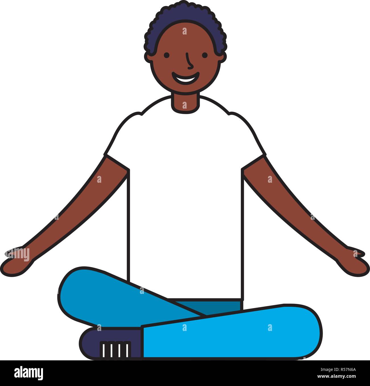 smiling boy sitting crossed legs vector illustration Stock Vector Image ...