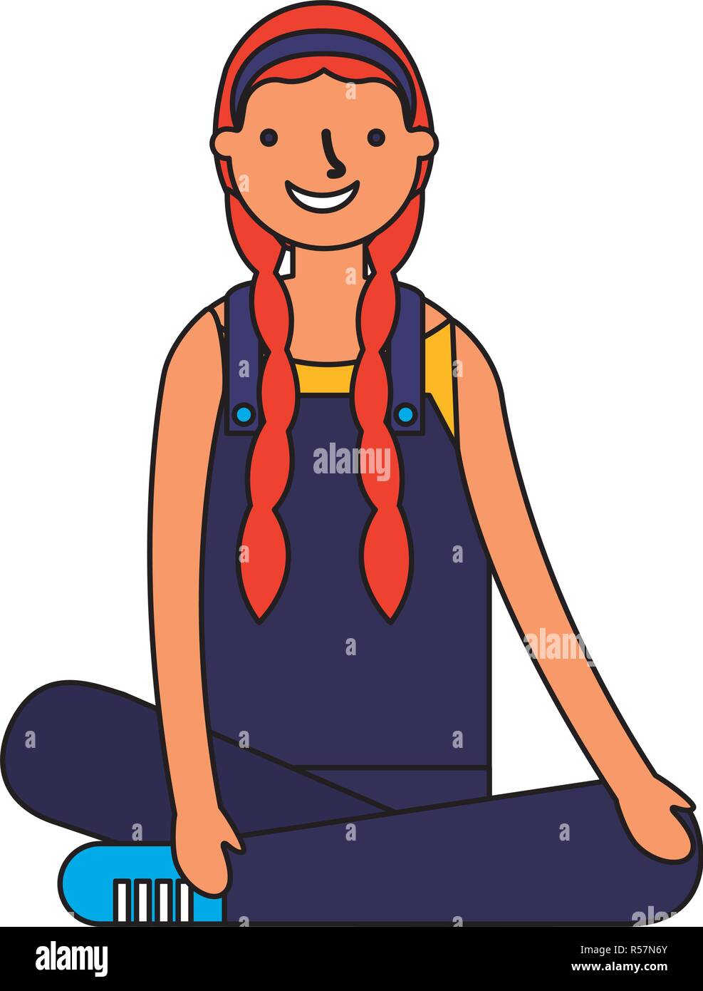 smiling girl sitting crossed legs vector illustration Stock Vector ...