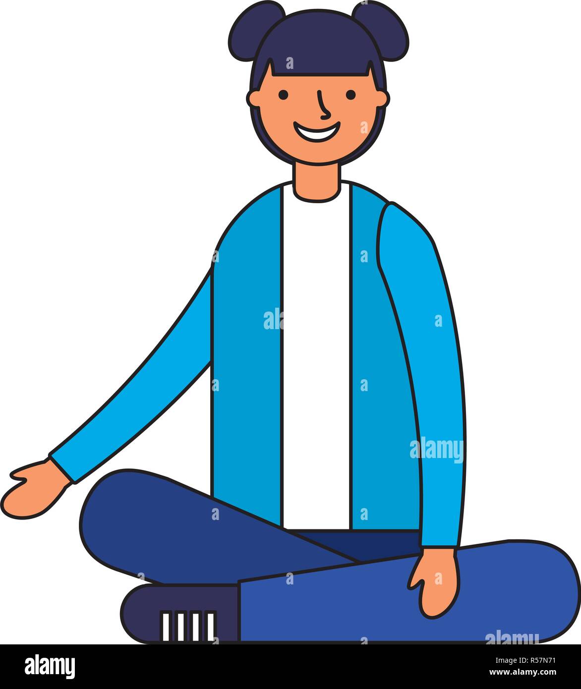smiling girl sitting crossed legs vector illustration Stock Vector ...