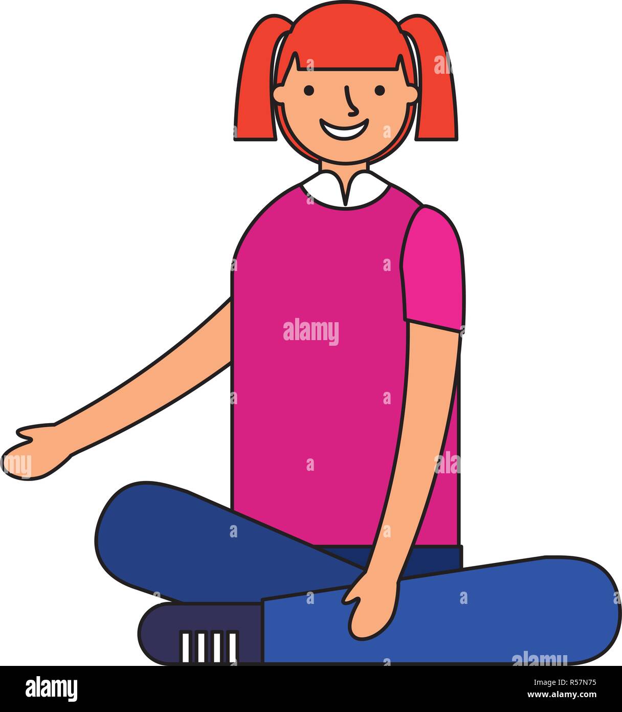 smiling girl sitting crossed legs vector illustration Stock Vector ...