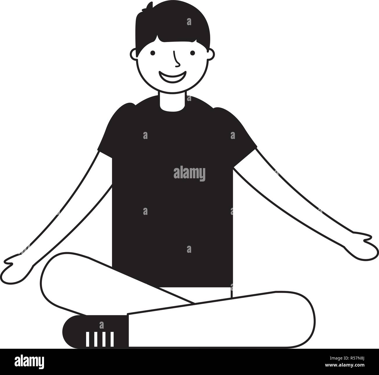 smiling boy sitting crossed legs vector illustration Stock Vector Image ...