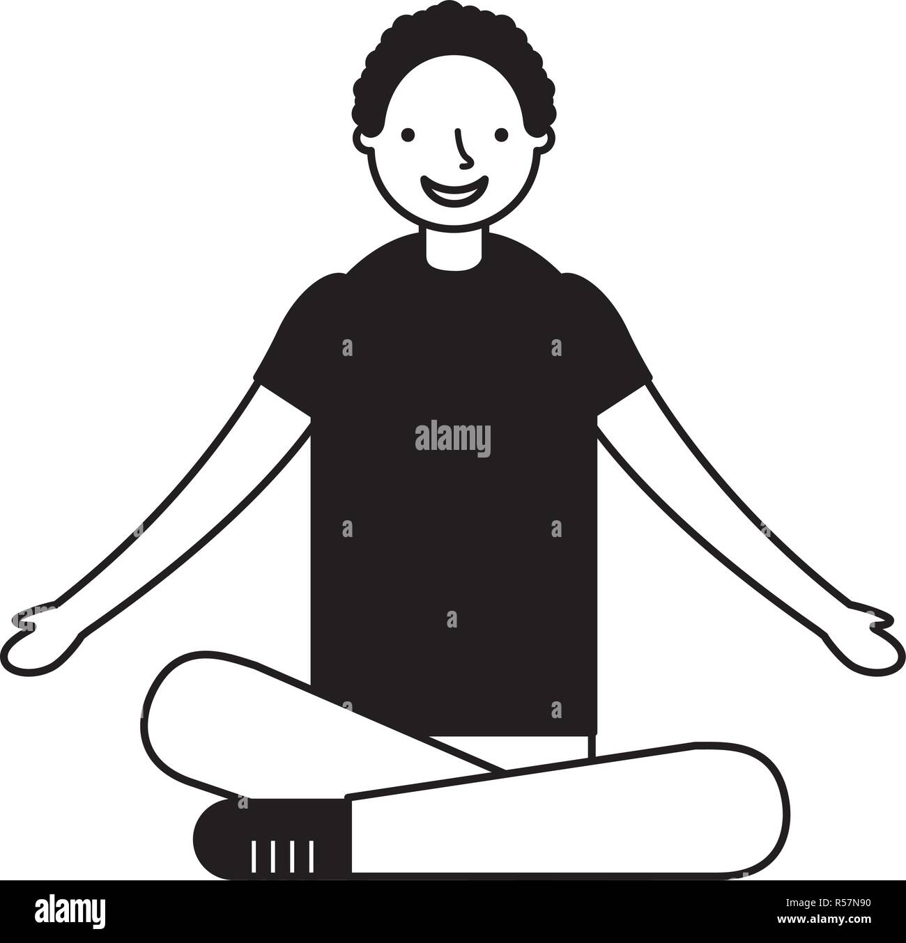 smiling boy sitting crossed legs vector illustration Stock Vector Image ...