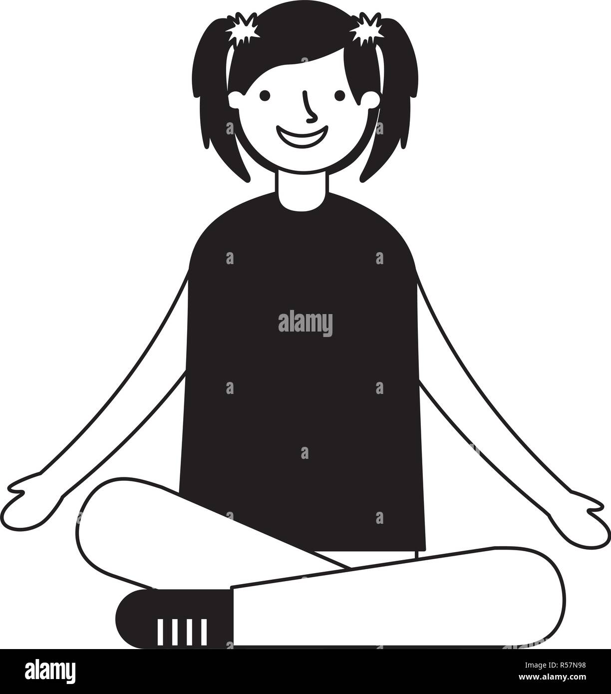 smiling girl sitting crossed legs vector illustration Stock Vector ...