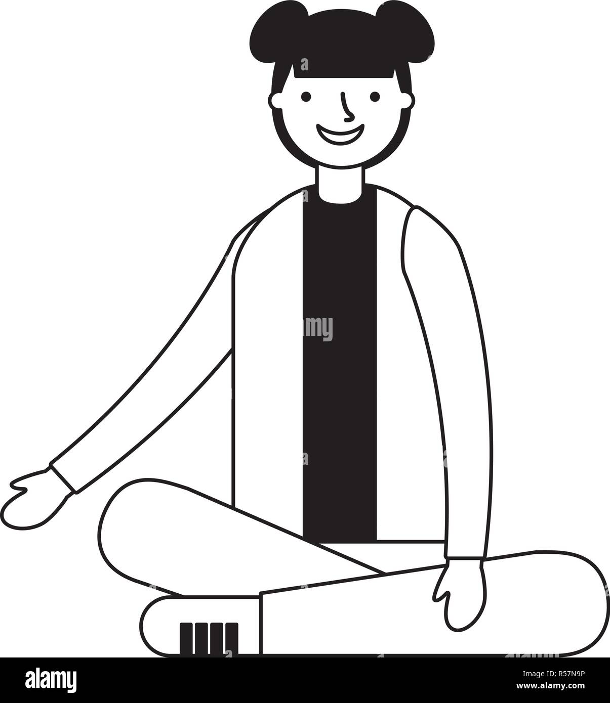 Girl sitting legs crossed isolated Stock Vector Images - Alamy