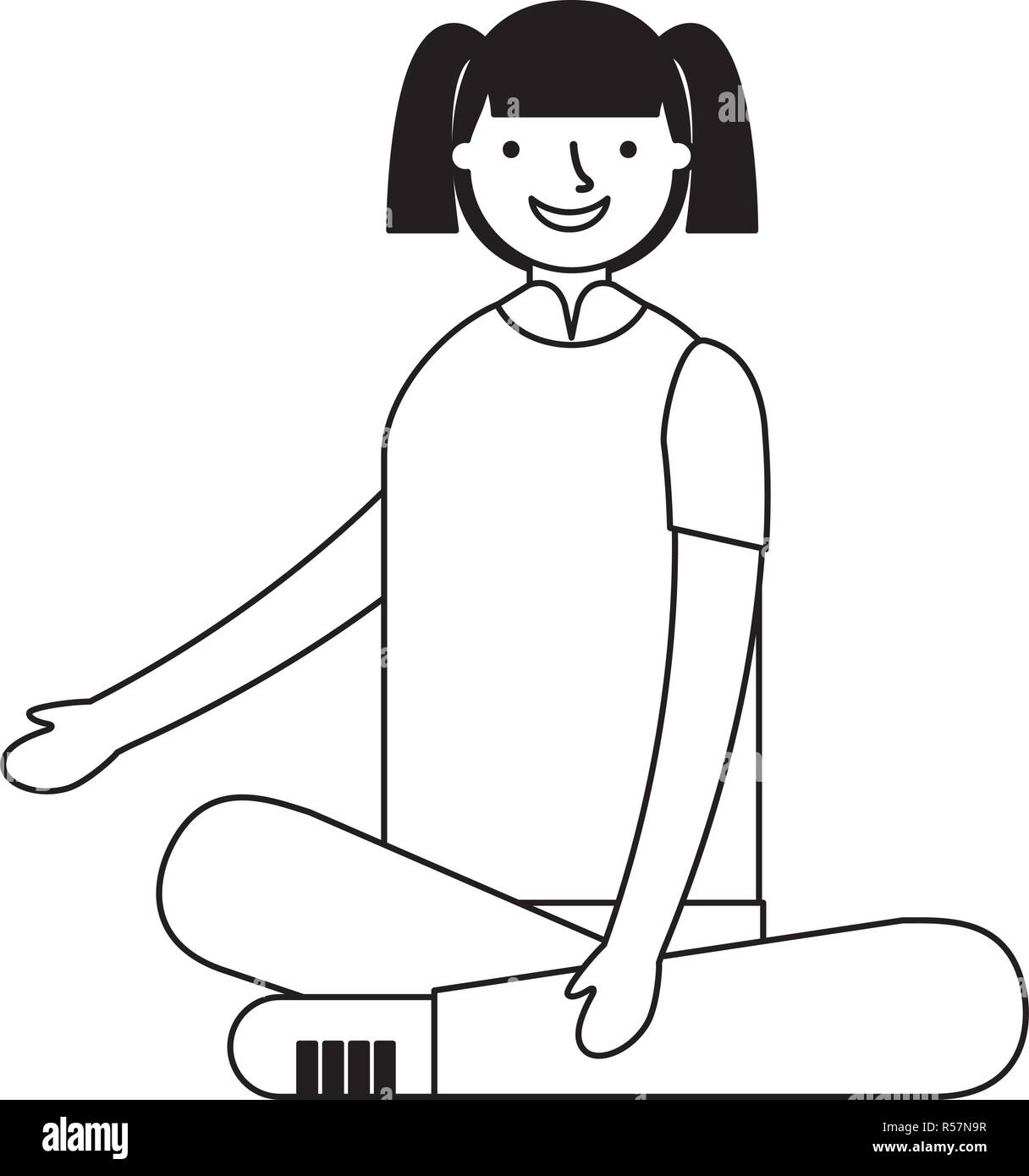 smiling girl sitting crossed legs vector illustration Stock Vector ...