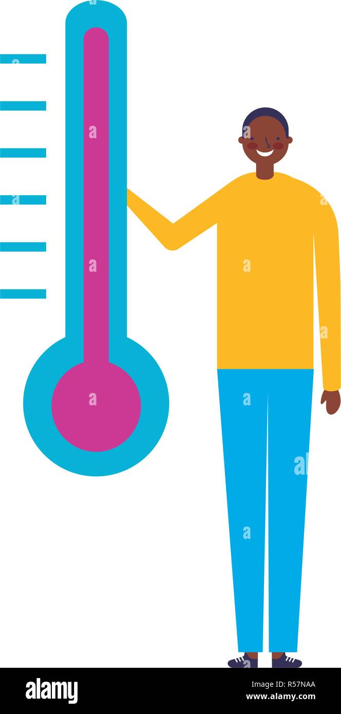 man character with temperature thermometer Stock Vector Image & Art - Alamy